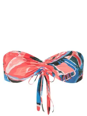 CLUBE BOSSA Graphic-print Bandeau Bikini Top - Blue