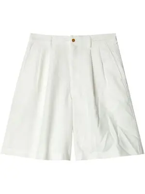 Comme Des Garçons Pleat-detail Wide-leg Shorts - White