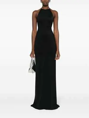 Coperni Stretch Jersey Halterneck Maxi Dress With Triangle Plaque