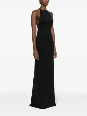 Coperni Stretch Jersey Halterneck Maxi Dress With Triangle Plaque
