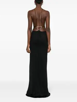 Coperni Stretch Jersey Halterneck Maxi Dress With Triangle Plaque
