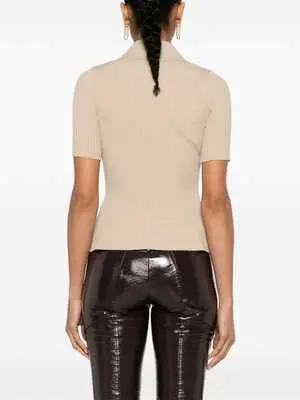 COURREGES Logo-patch Ribbed Polo Top - Neutrals