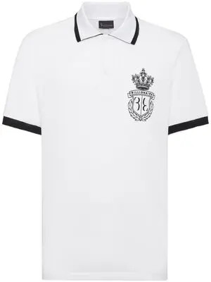 BILLIONAIRE Logo-embroidered Cotton Polo Shirt - White