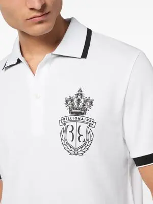 BILLIONAIRE Logo-embroidered Cotton Polo Shirt - White