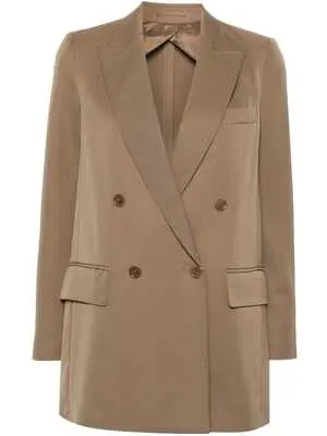 Max Mara Double-breasted Virgin Wool-blend Blazer - Brown