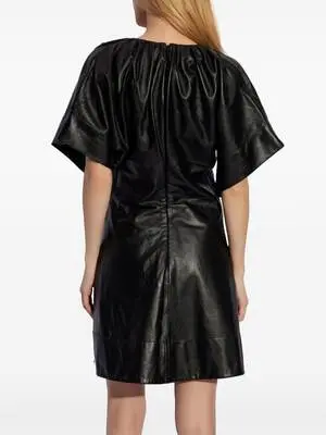 Victoria Beckham Pleated Leather Minidress