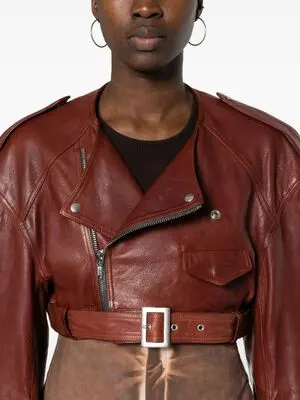 Rick Owens Micro Biker Cropped Jacket - Orange