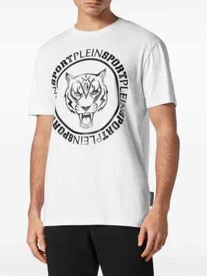 PLEIN SPORT Carbon Tiger-print Cotton T-shirt - White