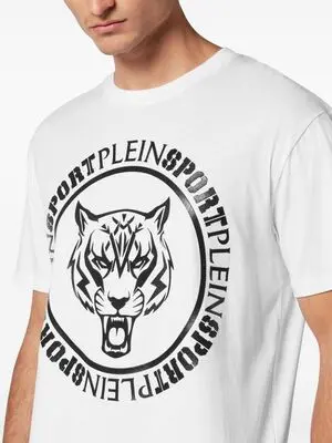 PLEIN SPORT Carbon Tiger-print Cotton T-shirt - White