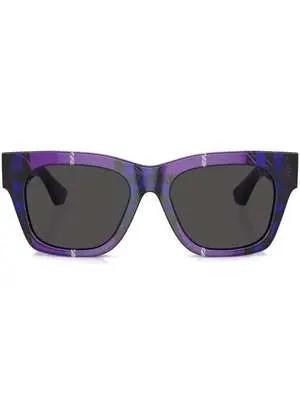 Burberry Checkered Wayfarer-frame Sunglasses - Purple