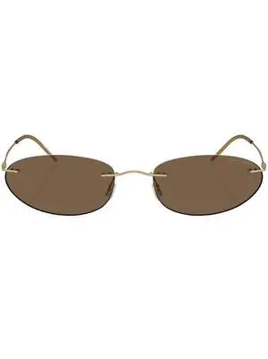 Giorgio Armani Rimless Oval Sunglasses - Gold