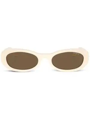 VOGUE EYEWEAR Logo-print Oval Sunglasses - Neutrals