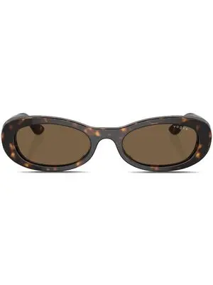 VOGUE EYEWEAR Tortoiseshell-effect Oval-frame Sunglasses - Brown