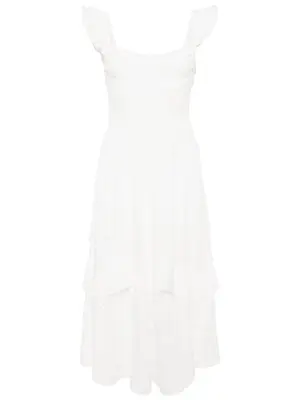 LoveShackFancy Brin Smocked Midi Dress