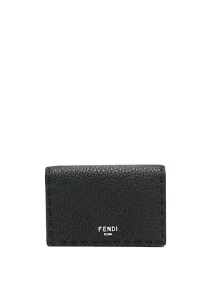 Fendi Logo-print Grained-leather Wallet - Black