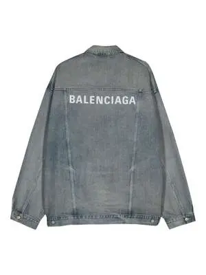 Balenciaga Reflective-logo Denim Jacket