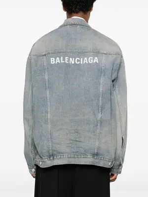 Balenciaga Reflective-logo Denim Jacket