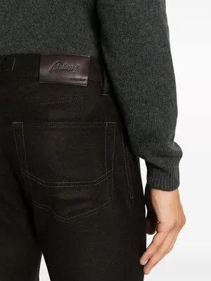 Brioni Low-rise Slim-fit Tapered Trousers - Brown