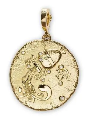 AZLEE 18kt Yellow Aquarius Diamond Pendant - Gold