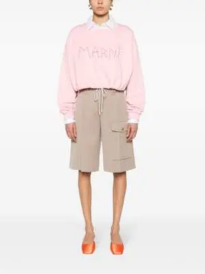 Marni Logo-embroidered Cropped Sweatshirt