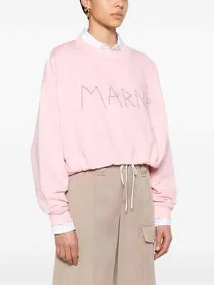 Marni Logo-embroidered Cropped Sweatshirt