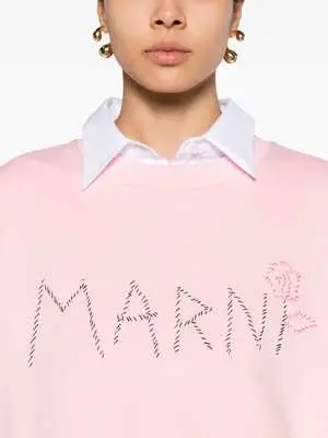 Marni Logo-embroidered Cropped Sweatshirt