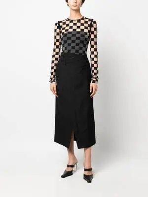 Sportmax Checkerboard-print Long-sleeve Top