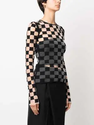 Sportmax Checkerboard-print Long-sleeve Top