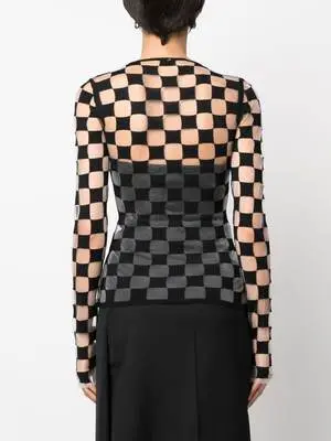 Sportmax Checkerboard-print Long-sleeve Top