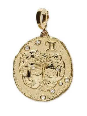 AZLEE 18kt Yellow Gemini Pendant With Diamonds - Gold