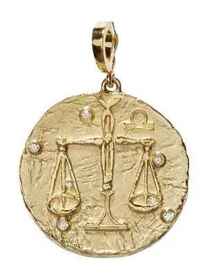 AZLEE 18kt Yellow Libra Pendant - Gold