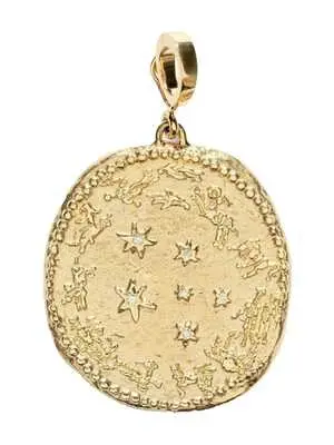 AZLEE 18kt Yellow Large Zodiac Diamond Charm - Gold
