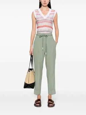 Peserico High-waisted Cropped Trousers - Green