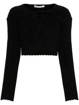 Alexander Wang Cropped Ribbed Sweater - Black