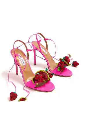 AQUAZZURA Strawberry Punch 105mm Leather Sandals