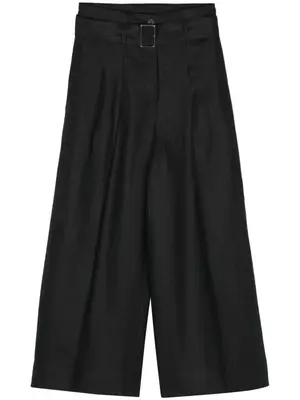 Peserico Cropped Linen Palazzo Pants