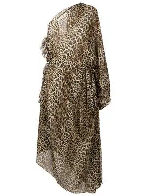 OLYMPIAH Leopard Print Silk Dress