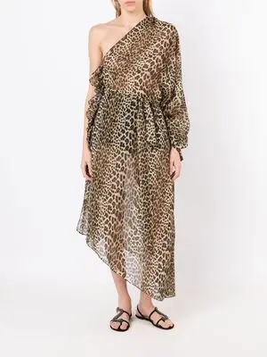 OLYMPIAH Leopard Print Silk Dress