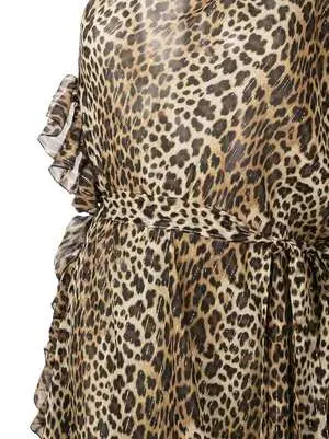 OLYMPIAH Leopard Print Silk Dress