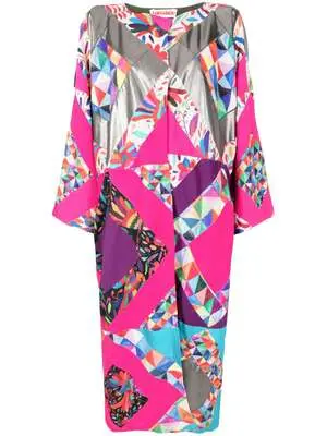 OLYMPIAH Colour-block Patchwork Cotton-blend Kimono - Multicolour