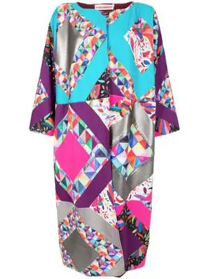 OLYMPIAH Colour-block Patchwork Cotton-blend Kimono - Multicolour