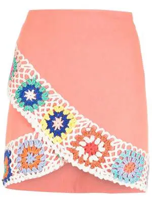 OLYMPIAH Crochet Mini Skirt - Pink