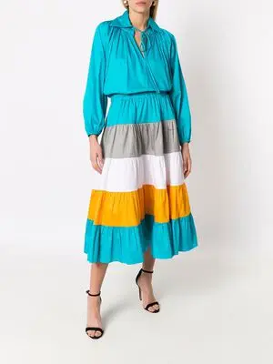 OLYMPIAH Stripe-pattern Flared Skirt
