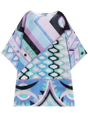 Emilio Pucci Vivara-print Kaftan Minidress - Blue