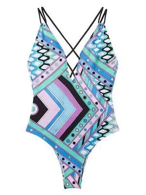 Emilio Pucci Vivara-Print One-Piece Swimsuit - Blue | Editorialist