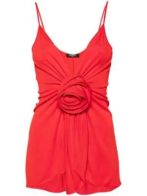 Balmain Floral-appliqué Plunge Tank Top