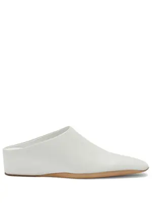 JIL SANDER Square-toe Leather Mules - White