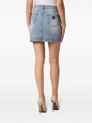 Philipp Plein Crystal-embellished Denim Miniskirt