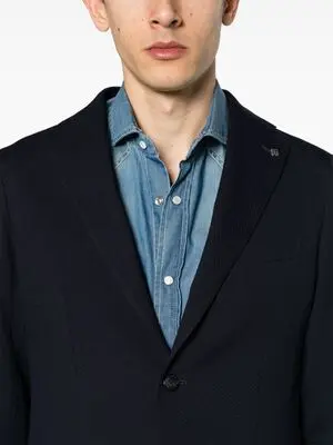 Tagliatore Notched-lapel Single-breasted Blazer - Blue
