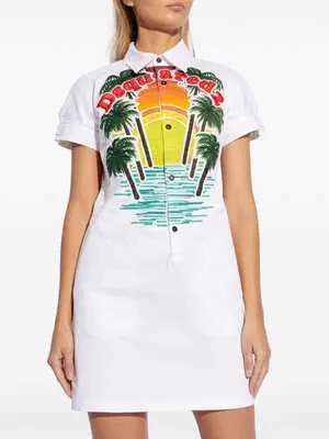 Dsquared2 Sunset Logo-embroidered Shirt Dress